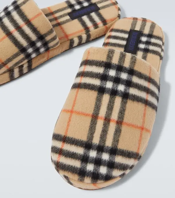 Burberry Check Slippers - Beige
