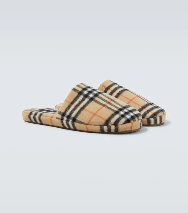 Burberry Check Slippers - Beige