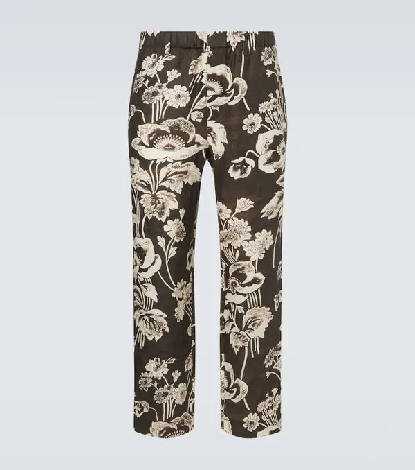 Commas Floral Linen Straight Pants