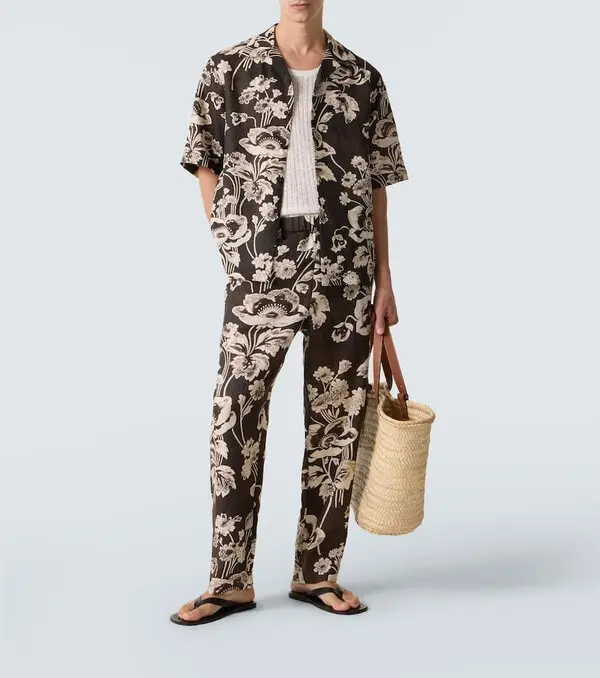 Commas Floral Linen Straight Pants