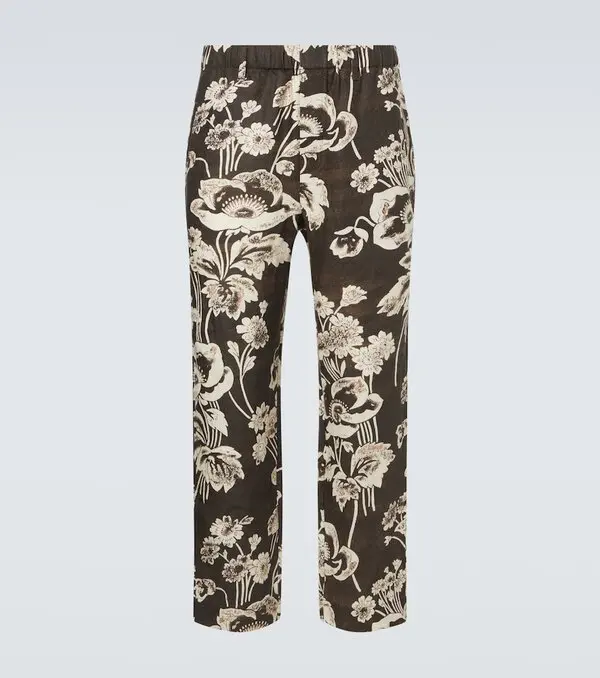 Commas Name Floral Linen Straight Pants
