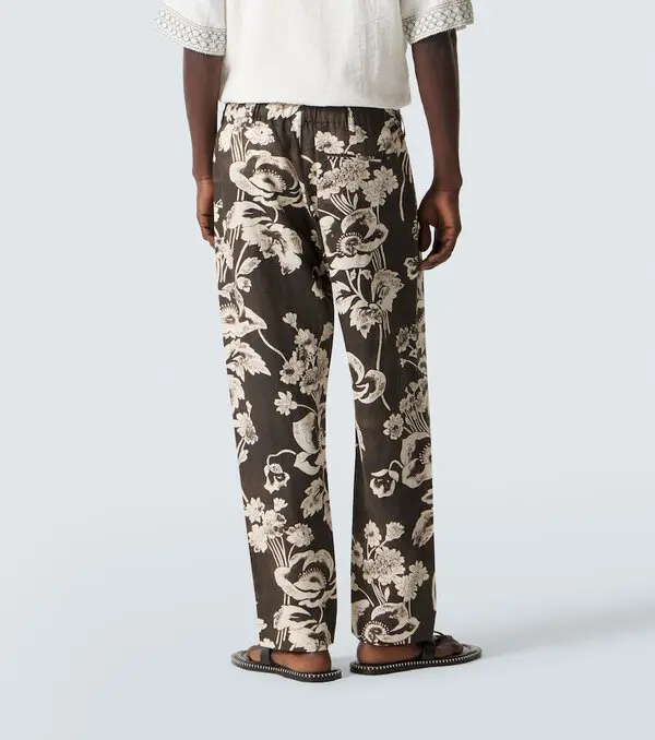 Commas Name Floral Linen Straight Pants