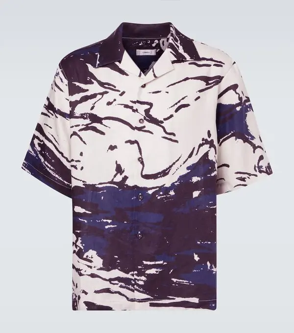 Commas Printed Linen Bowling Shirt