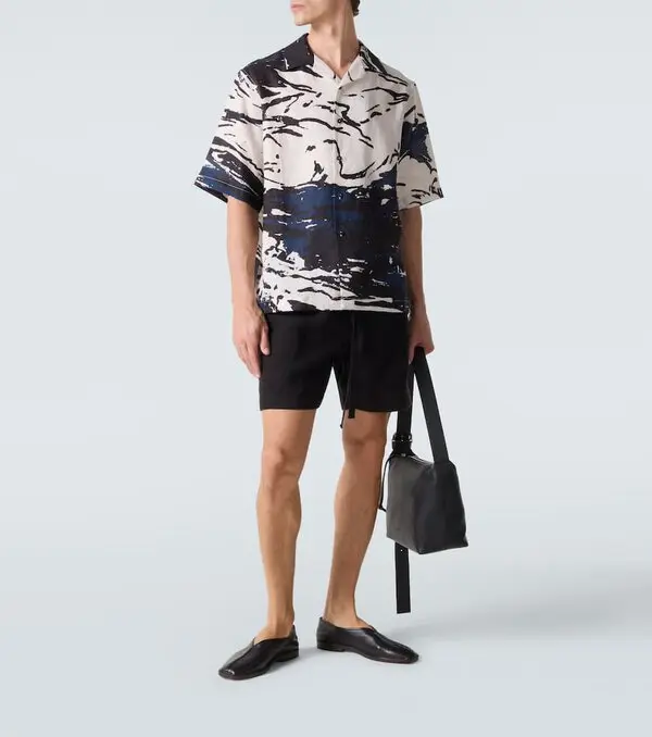 Commas Printed Linen Bowling Shirt