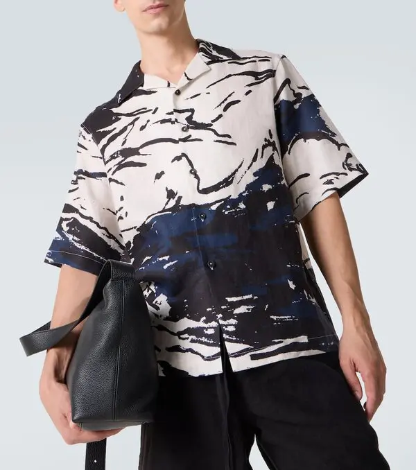 Commas Printed Linen Bowling Shirt