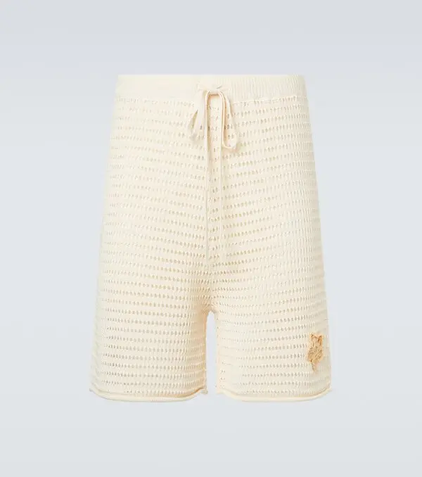 Commas Crochet Floral-appliqué Open-knit Bermuda Shorts - White