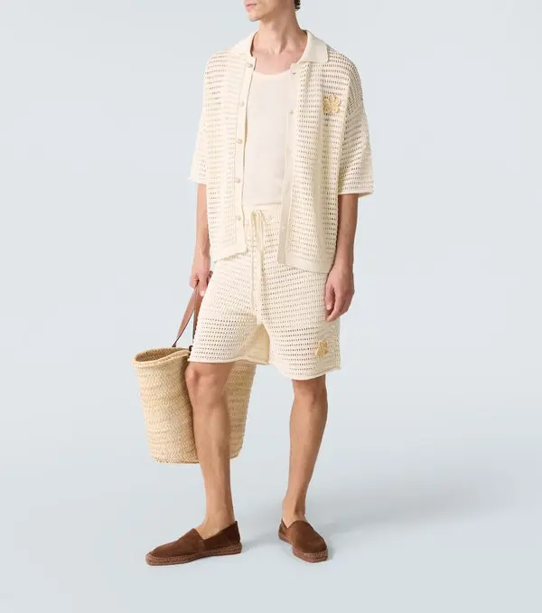 Commas Crochet Floral-appliqué Open-knit Bermuda Shorts - White