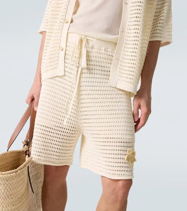 Commas Crochet Floral-appliqué Open-knit Bermuda Shorts - White