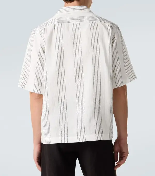 Commas Textured Striped Cotton Bowling Shirt