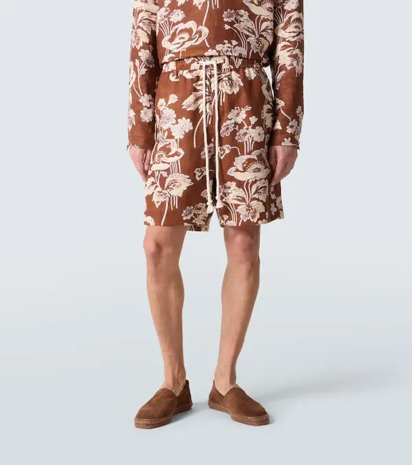 Commas Floral Linen Bermuda Shorts