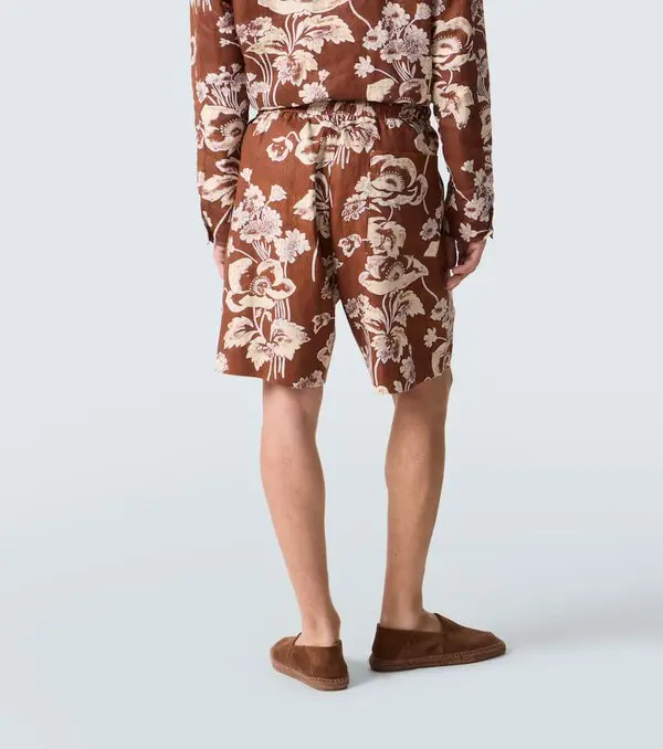 Commas Floral Linen Bermuda Shorts