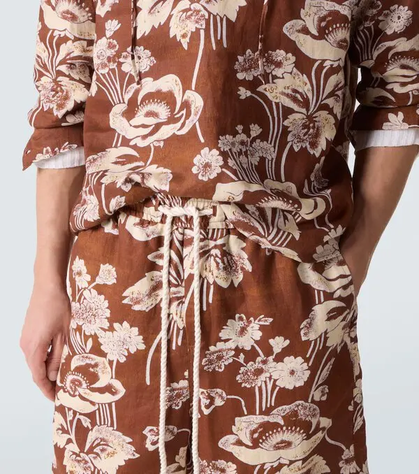 Commas Floral Linen Bermuda Shorts