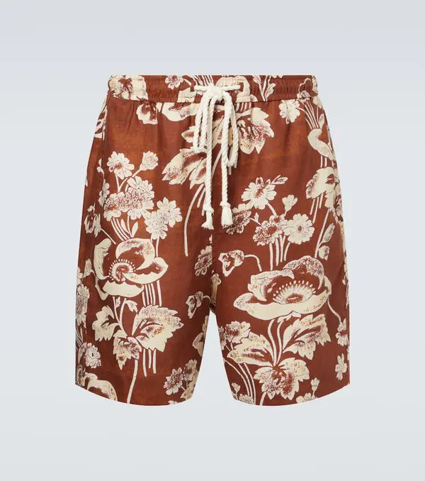 Commas Floral Linen Bermuda Shorts