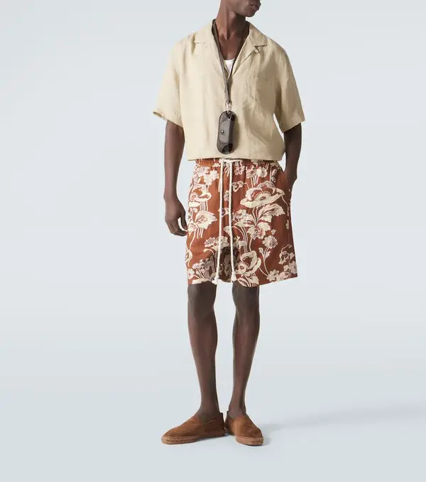 Commas Floral Linen Bermuda Shorts