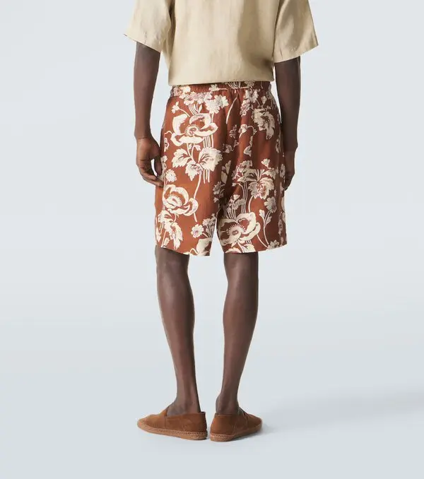 Commas Floral Linen Bermuda Shorts