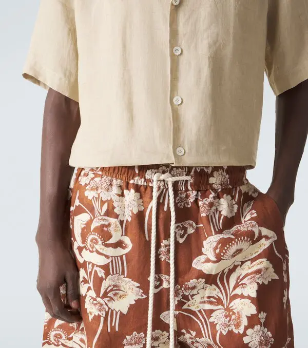 Commas Floral Linen Bermuda Shorts