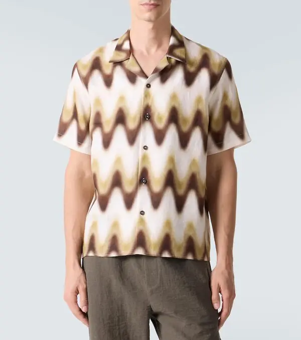 Commas Printed Linen Bowling Shirt