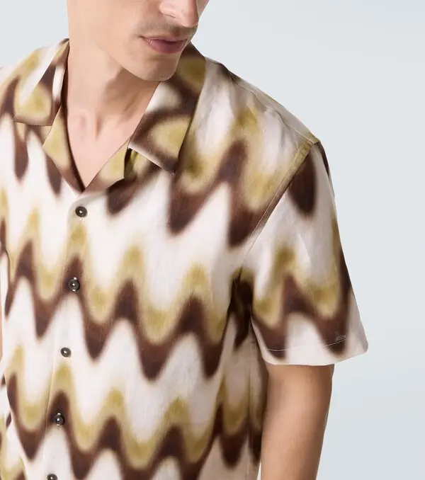 Commas Printed Linen Bowling Shirt