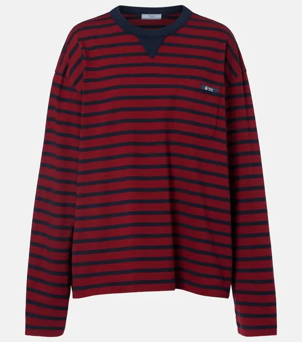 Prada Striped Cotton Jersey Top