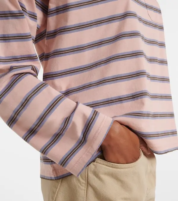 Prada Striped Cotton Jersey Top - Pink