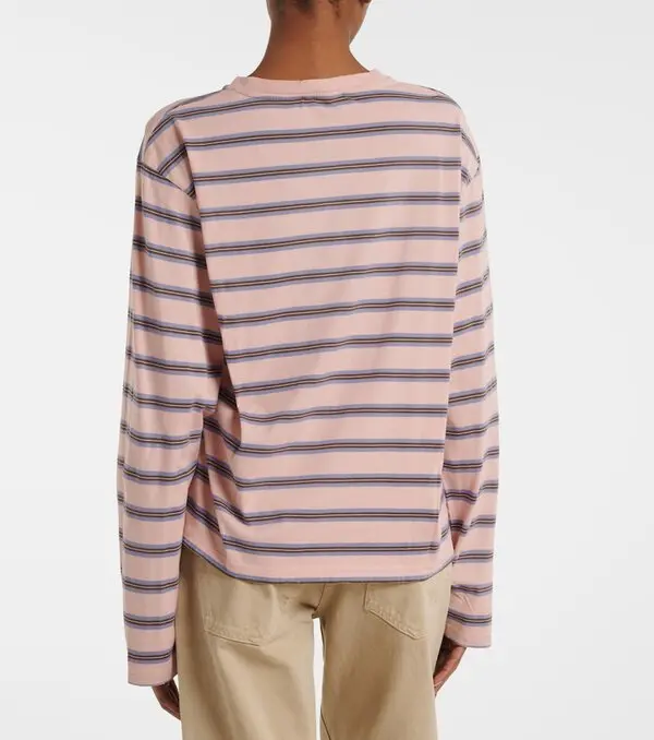 Prada Striped Cotton Jersey Top - Pink