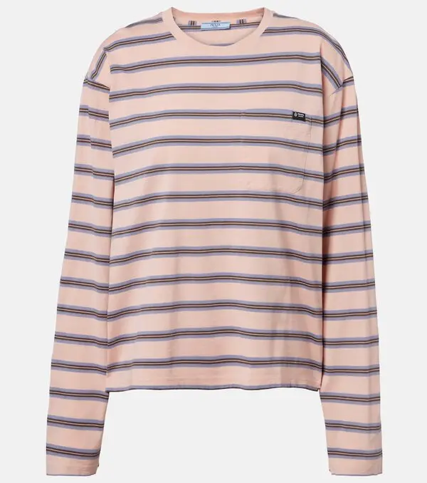 Prada Striped Cotton Jersey Top