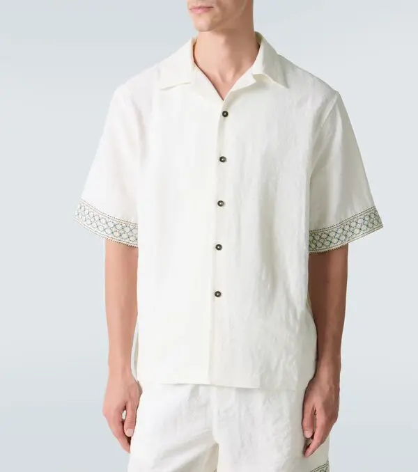Commas Crochet-trimmed Bowling Shirt