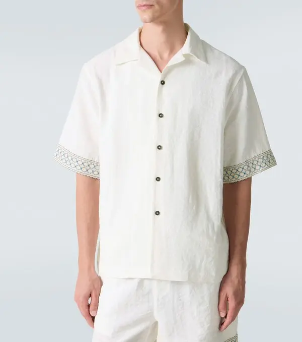 Commas Crochet-trimmed Bowling Shirt - White