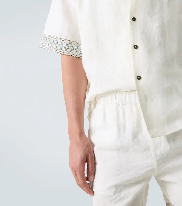 Commas Crochet-trimmed Bowling Shirt - White