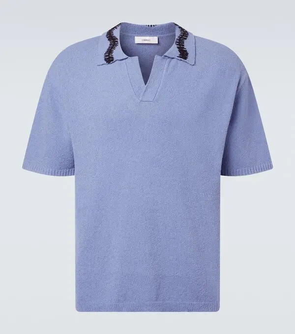 Commas Embroidered Cotton-blend Polo Shirt - Blue