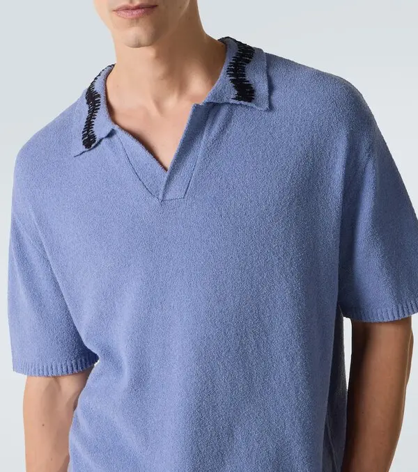 Commas Embroidered Cotton-blend Polo Shirt - Blue