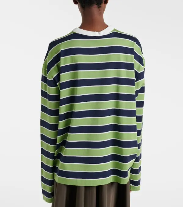 Prada Striped Cotton Jersey T-shirt - Green