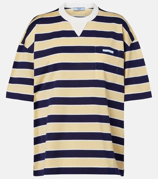 Prada Striped Cotton Jersey T-shirt - Yellow
