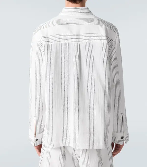 Commas Textured Striped Cotton Overshirt