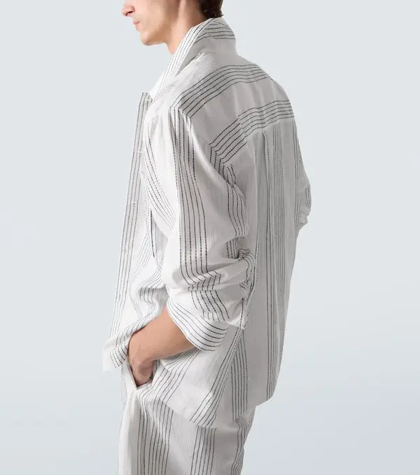 Commas Textured Striped Cotton Overshirt