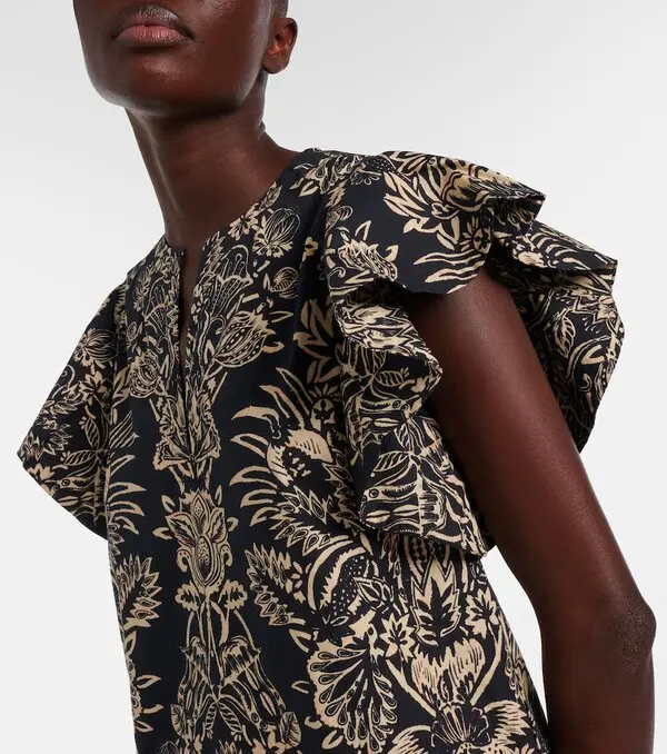 Ulla Johnson Severine Printed Cotton Poplin Top - Black