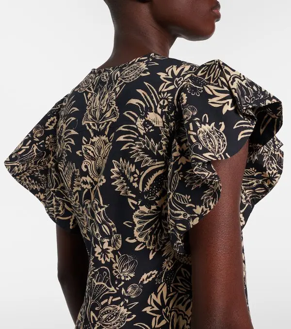 Ulla Johnson Severine Printed Cotton Poplin Top - Black