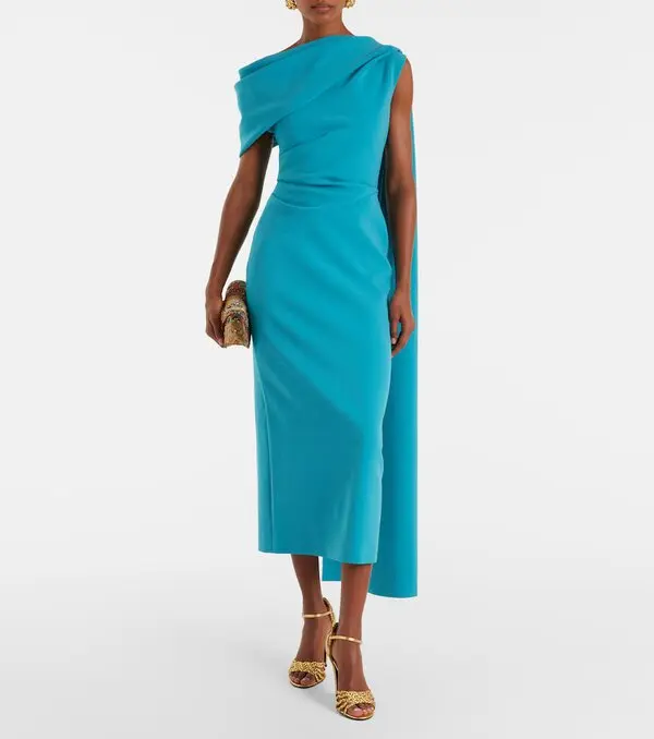 ROKSANDA Maite Caped Crêpe Midi Dress - Blue