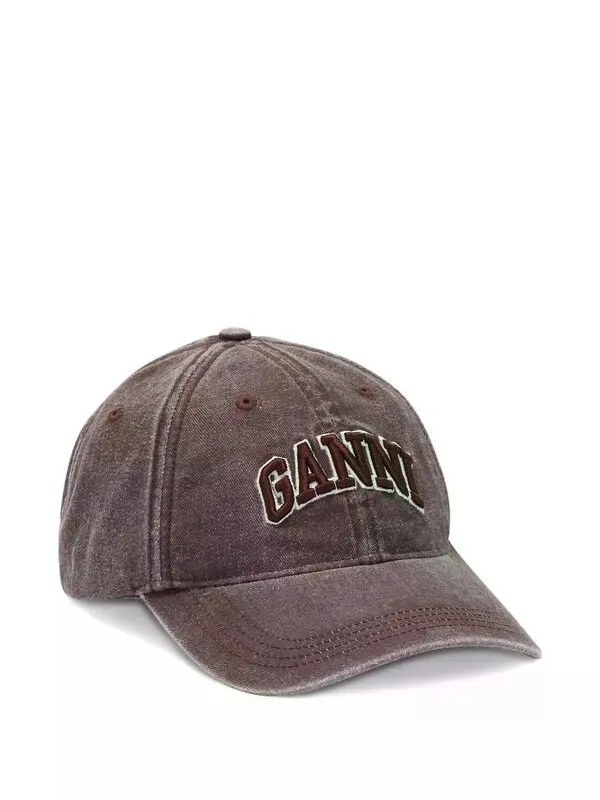GANNI Logo Baseball Cap - Brown