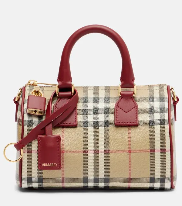 Burberry Small Leather-trimmed Canvas Tote Bag - Beige