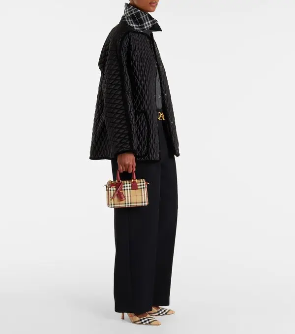 Burberry Small Leather-trimmed Canvas Tote Bag - Beige