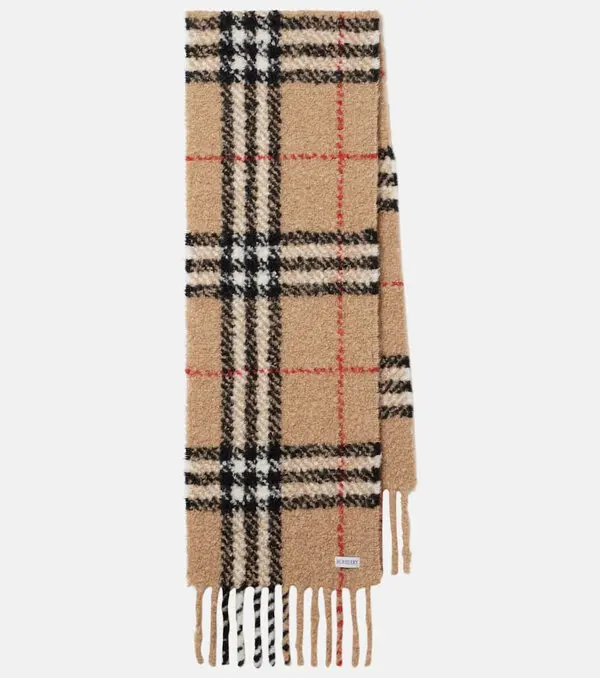 Burberry Check Alpaca And Wool-blend Scarf - Beige