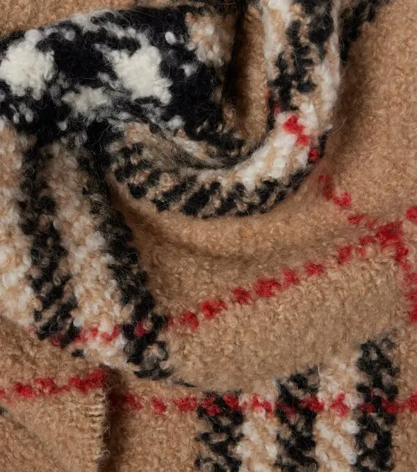Burberry Check Alpaca And Wool-blend Scarf - Beige