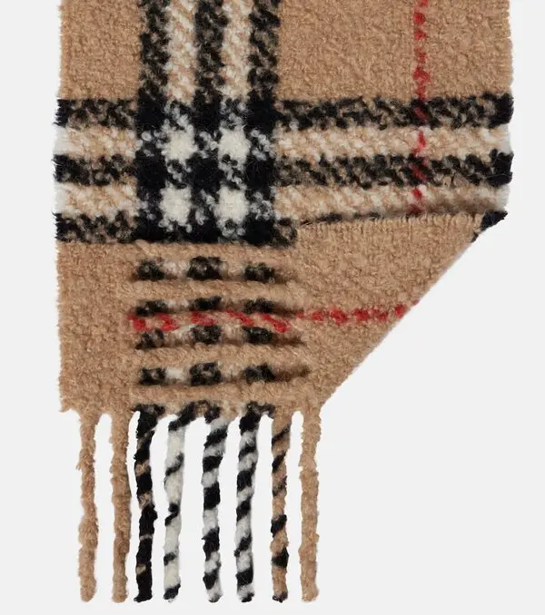 Burberry Check Alpaca And Wool-blend Scarf - Beige