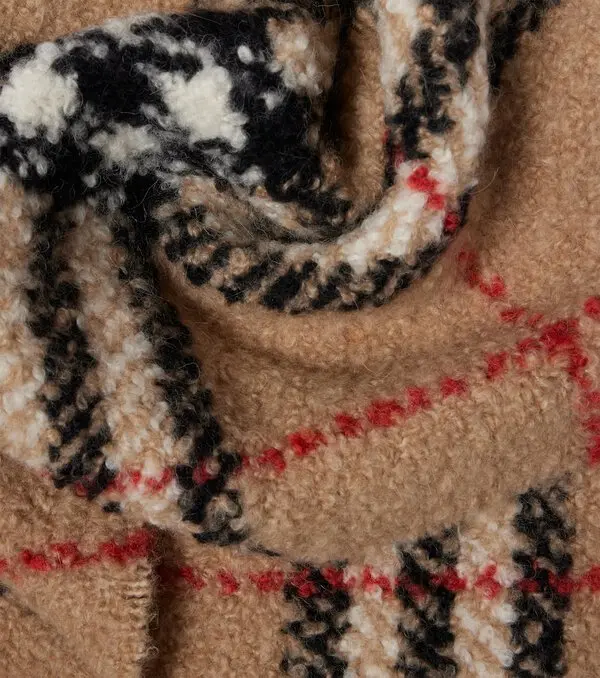 Burberry Check Alpaca And Wool-blend Scarf - Beige