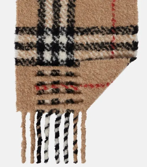 Burberry Check Alpaca And Wool-blend Scarf - Beige