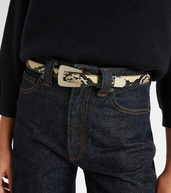 Khaite Lucca Snake-effect Leather Belt - Beige
