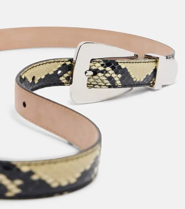 Khaite Lucca Snake-effect Leather Belt - Beige