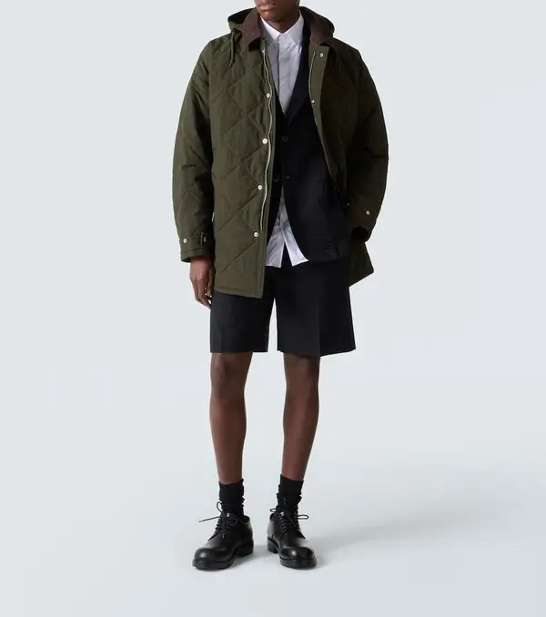 Comme Des Garçons Corduroy-trimmed Quilted Hooded Jacket