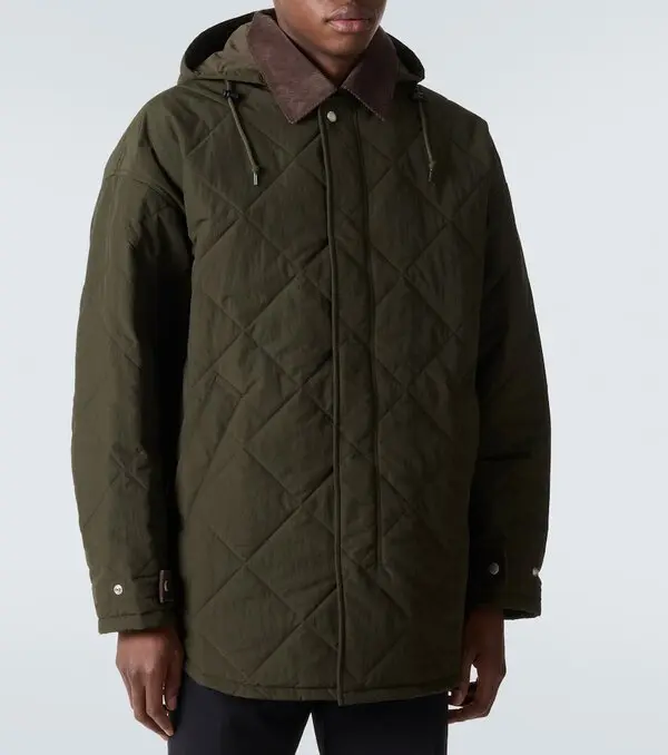 Comme Des Garçons Corduroy-trimmed Quilted Hooded Jacket